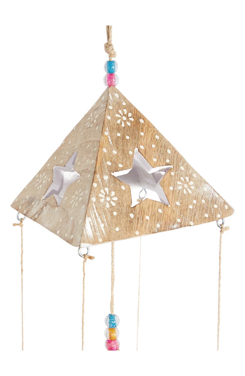 GINGER BIRCH STUDIO Goldtone Mango Wood Star Windchime with Glass Beads ...