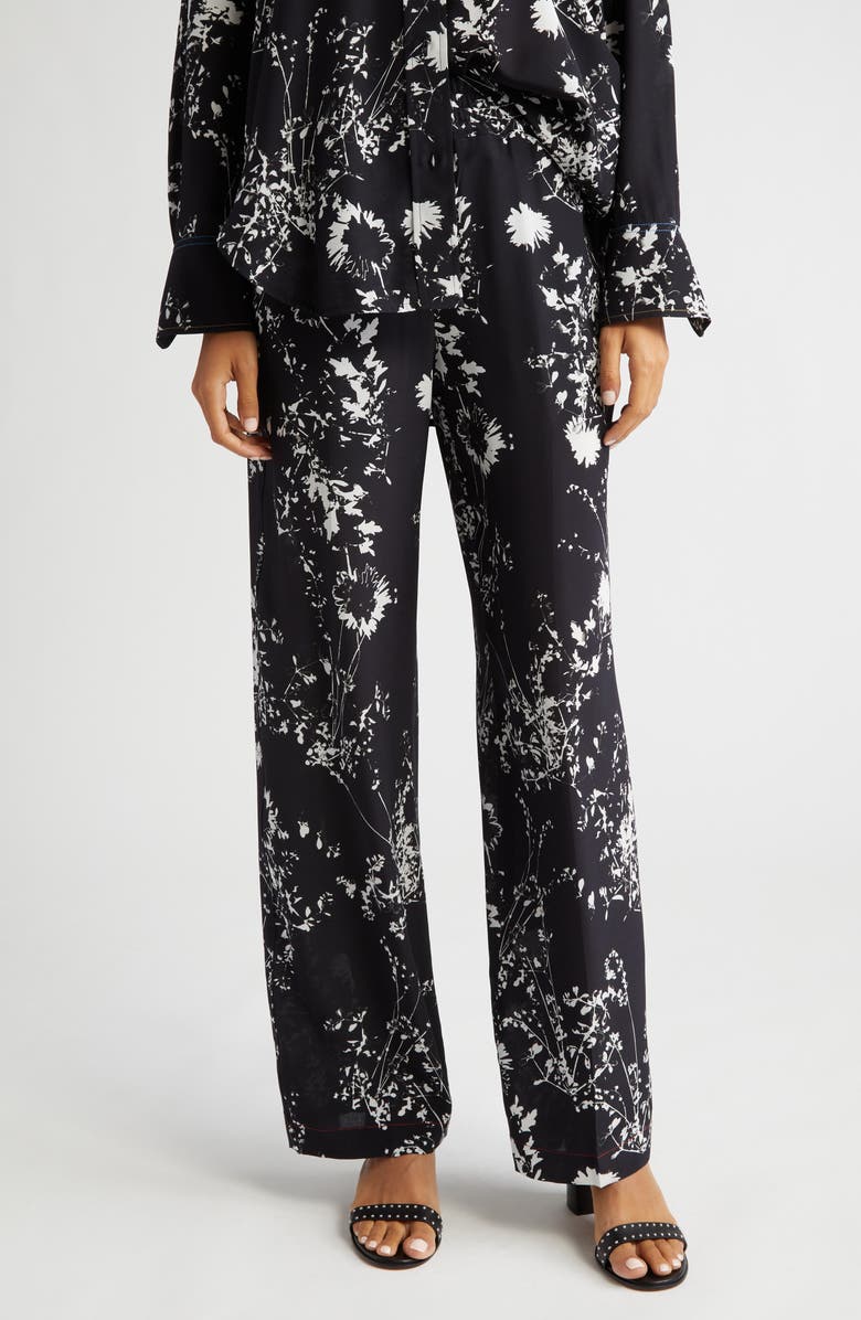 Victoria Beckham Floral Print Silk Pajama Pants | Nordstromrack