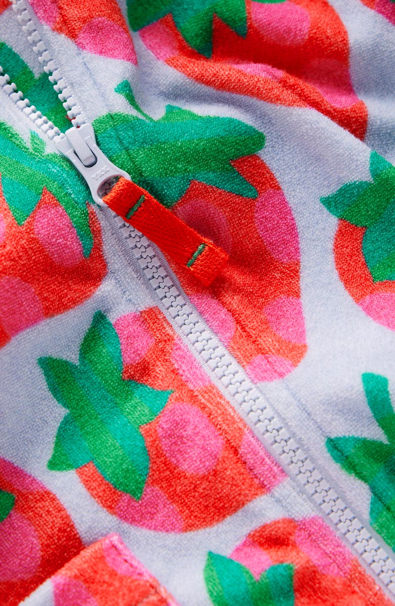 Mini Boden Kids' Strawberry Print Terry Cloth Zip-Up Hoodie | Nordstromrack