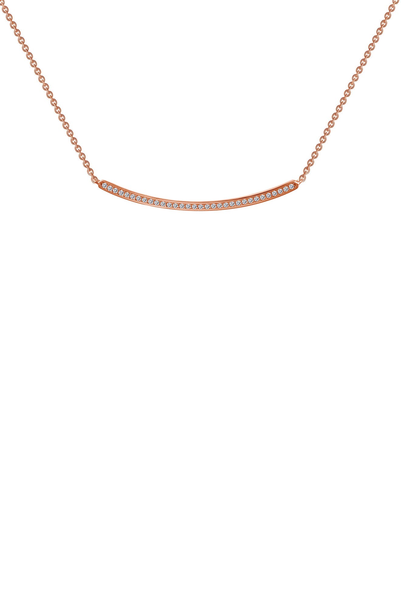 Lafonn Rose Gold Plated Sterling Silver Simulated Diamond Curved Bar ...
