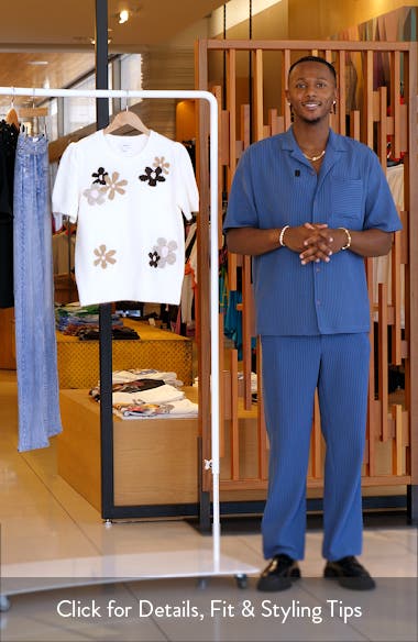 CeCe Groovy Flower Short Sleeve Sweater | Nordstrom