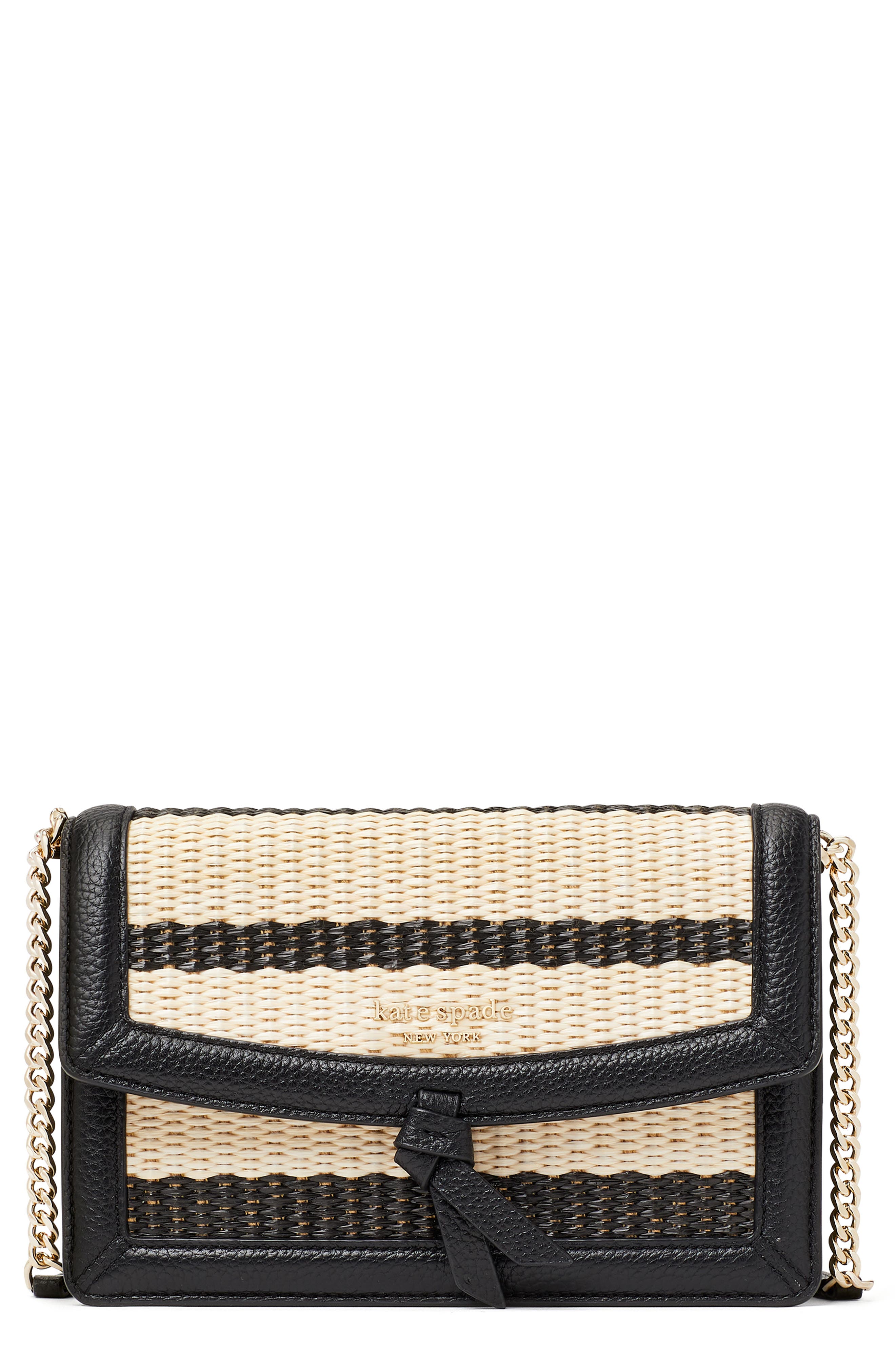 Kate Spade New York knott stripe straw flap crossbody bag | Nordstromrack