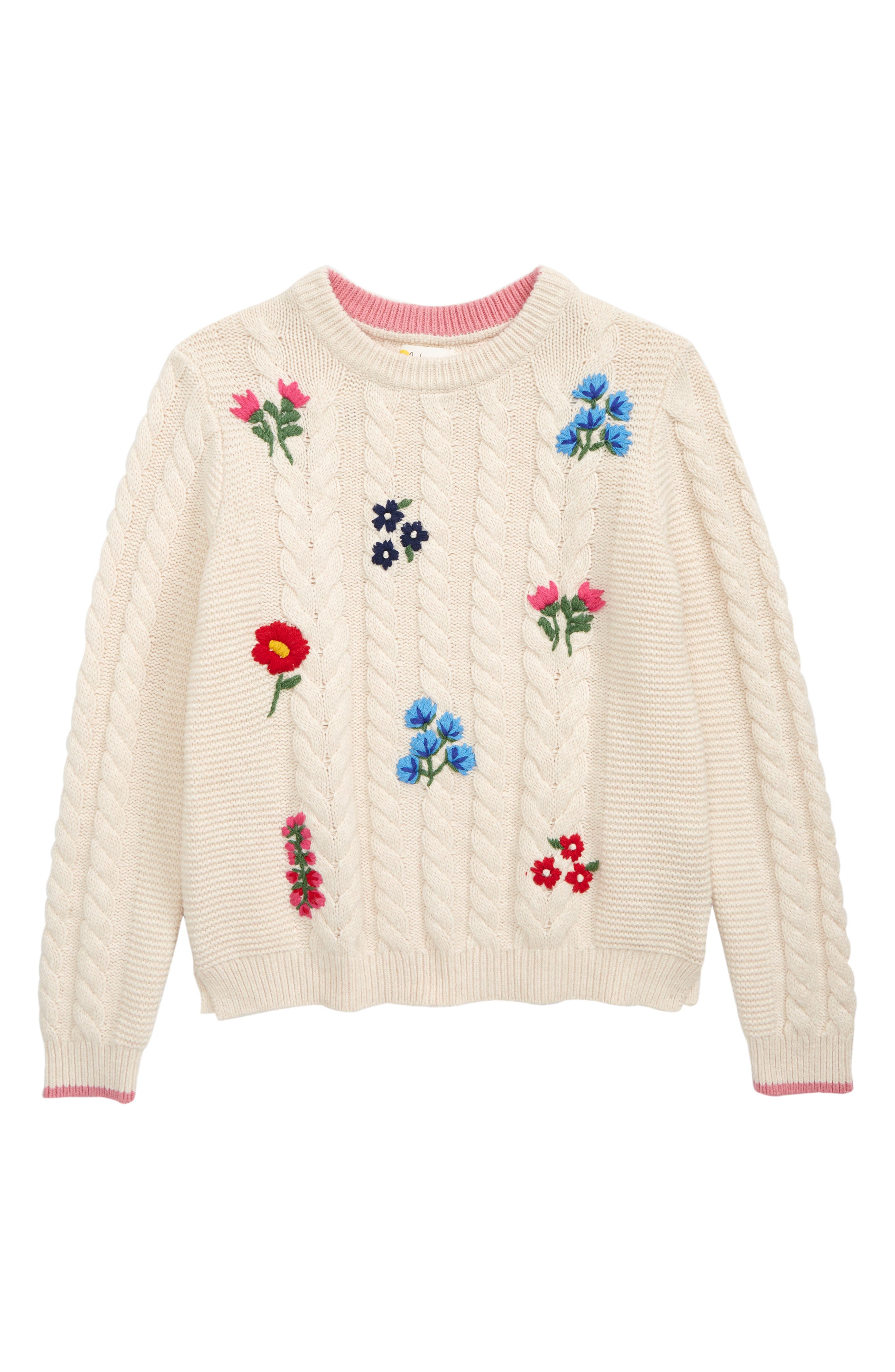 Mini Boden Boden Kids' Cable Knit Embroidered Sweater | Nordstromrack