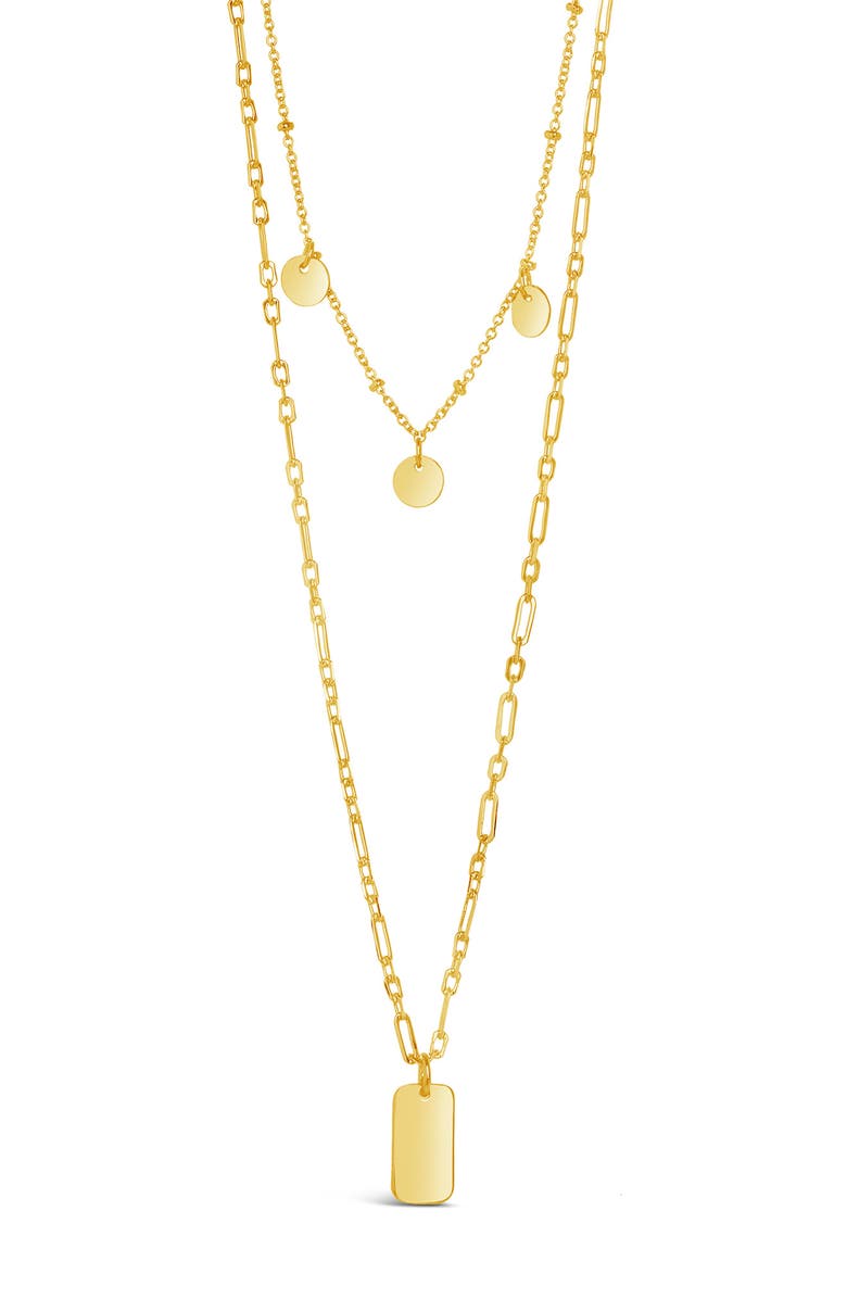 Sterling Forever 14K Gold Plated Two Layer Tag & Charm Necklace ...