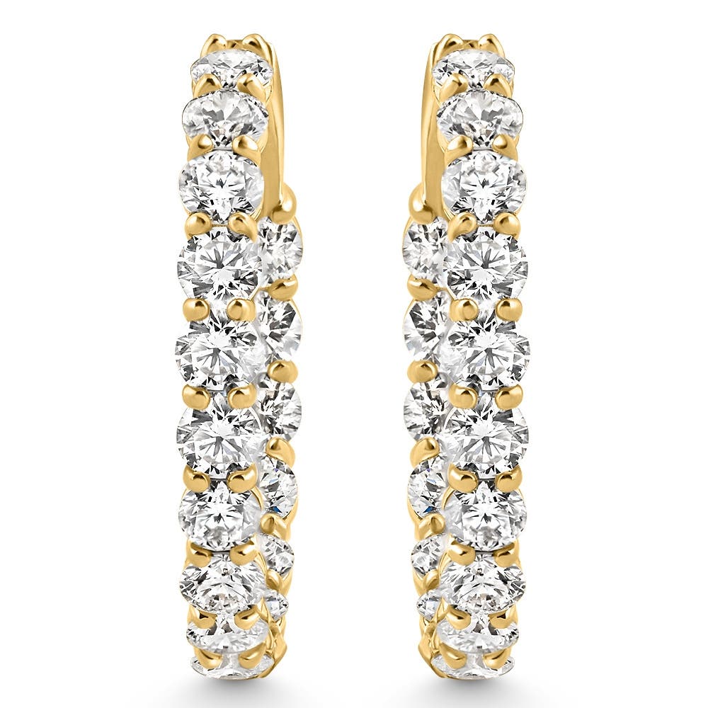 Bliss Diamond 5 1/2Ct Diamond Inside Outside Hoops 14 Gold Earrings Lab ...