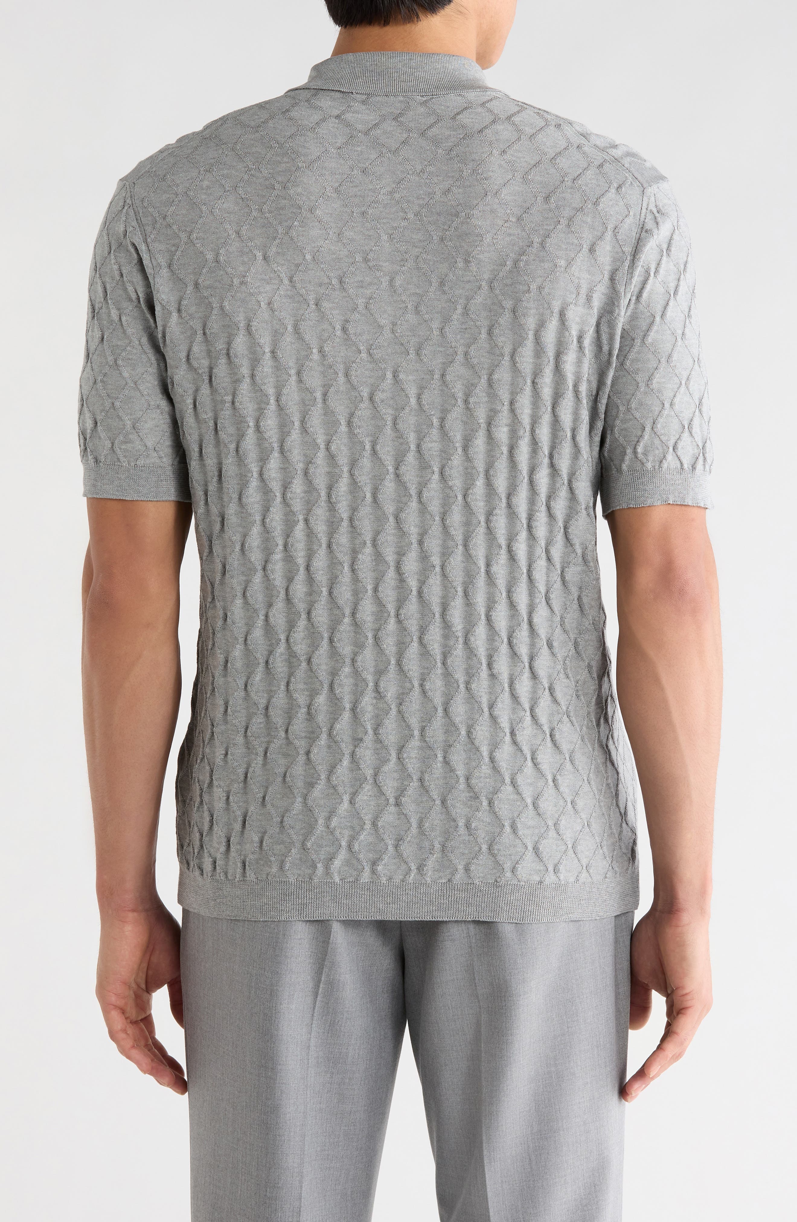 Jack Victor Dylan Cotton & Silk Jacquard Polo Sweater | Nordstrom