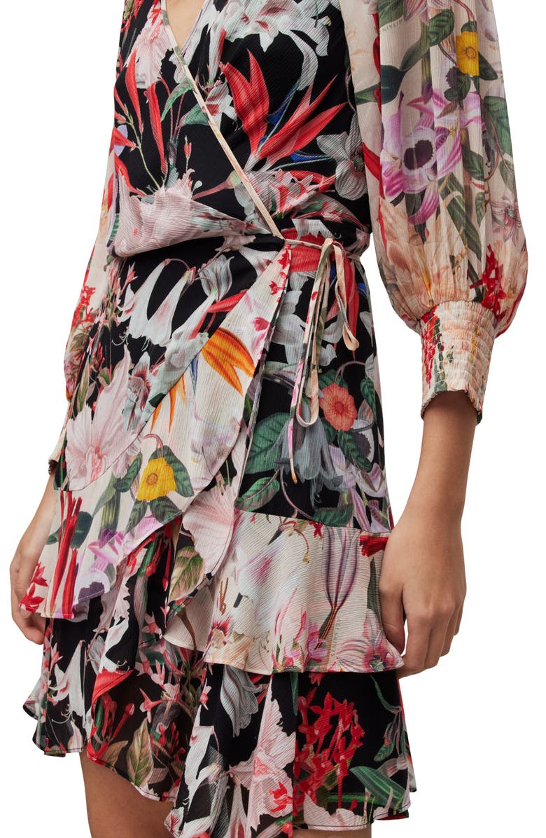 AllSaints Ari Leondra Floral Print Wrap Dress | Nordstromrack