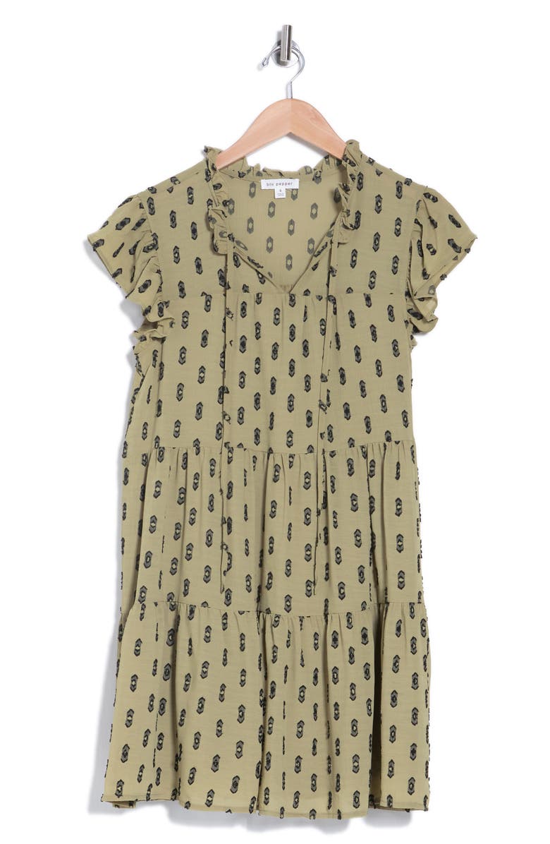 Blu Pepper Tie Neck Patterned Mini Dress | Nordstromrack