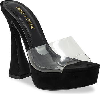 CHASE AND CHLOE ́ Lucite Band Platform Heeled Sandal (Women ...