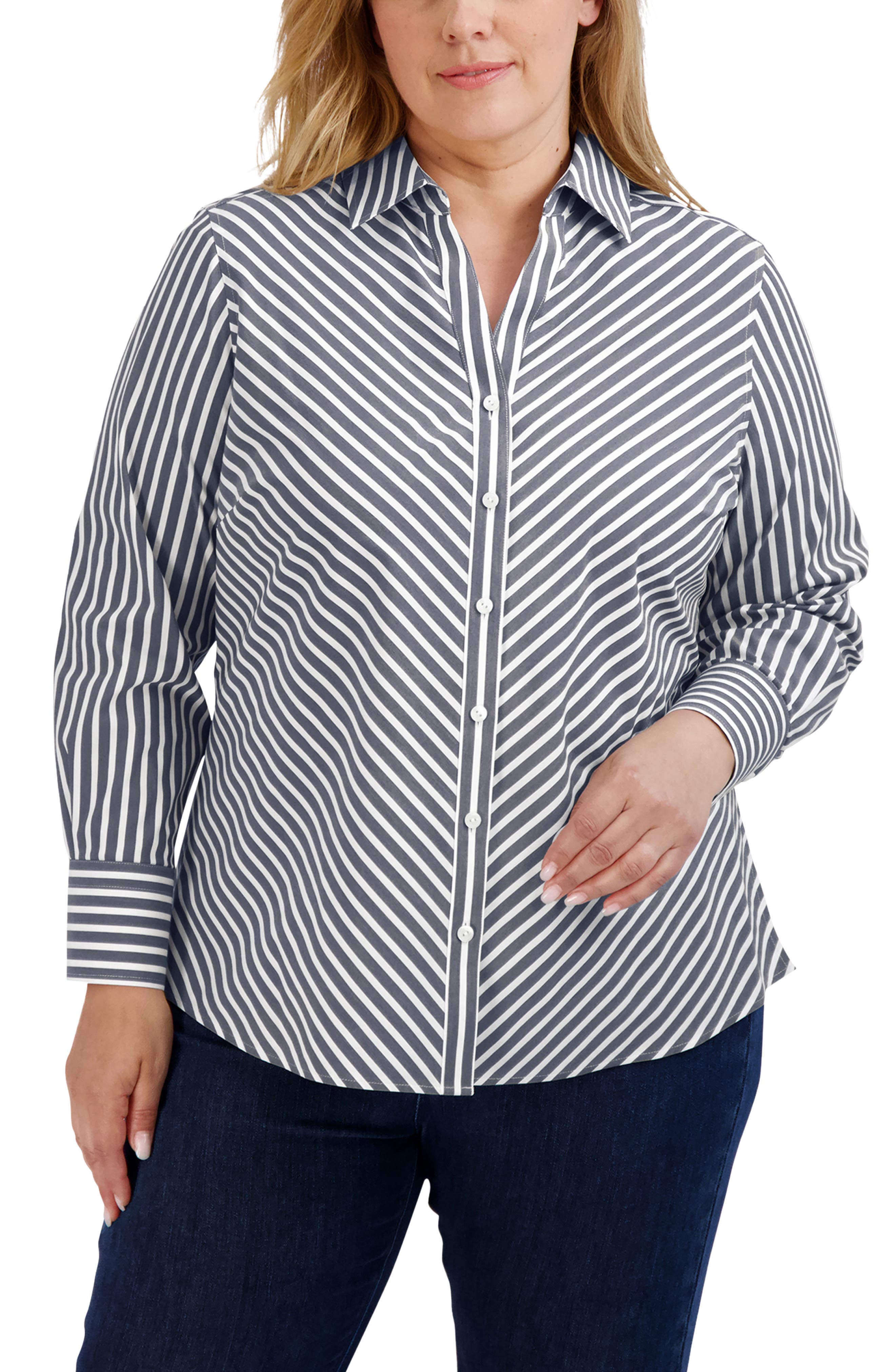 Foxcroft Mary Stripe Stretch Button-Up Shirt | Nordstromrack