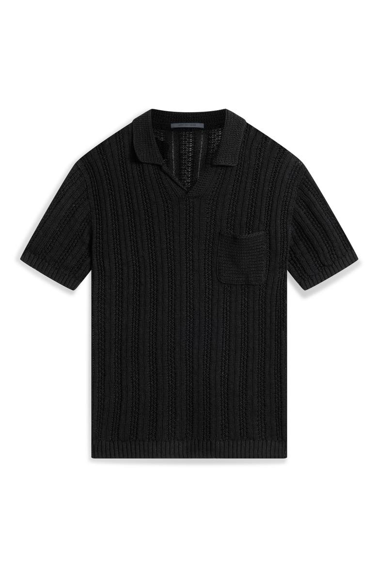 Odin Short Sleeve Textured Linen Johnny Collar Sweater (Men ...