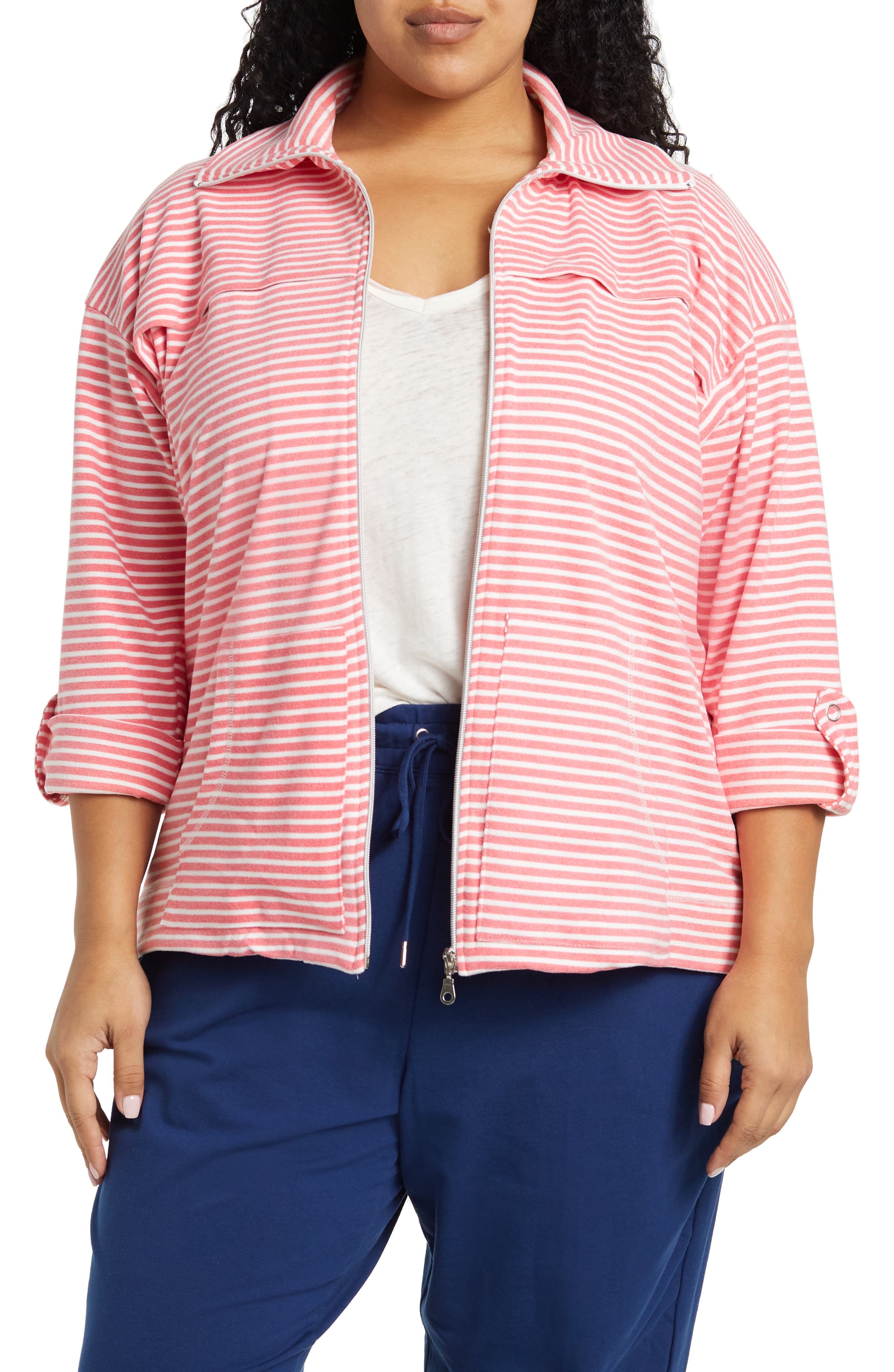 RUBY RD Stripe Zip Front Jacket | Nordstromrack