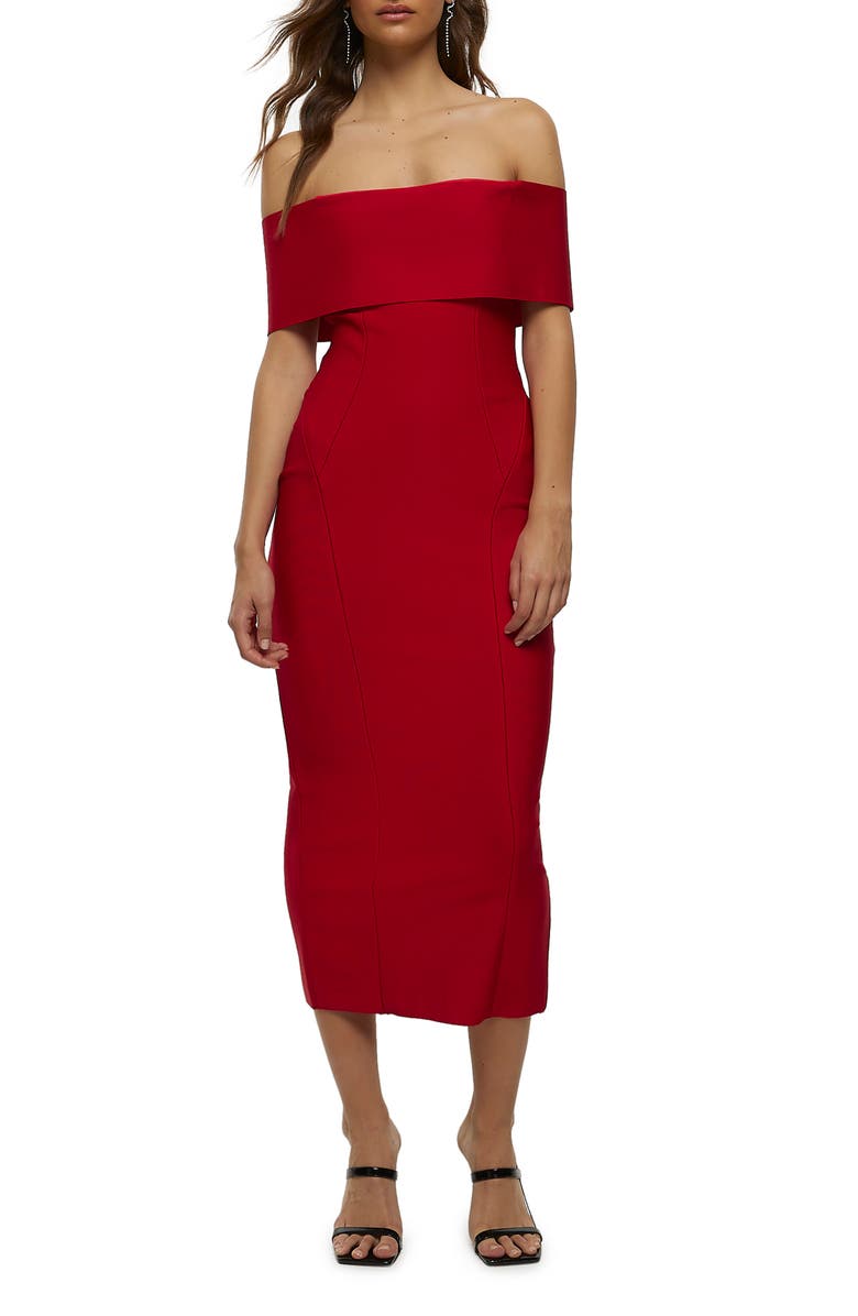 River Island Britney Off the Shoulder Sheath Dress | Nordstromrack