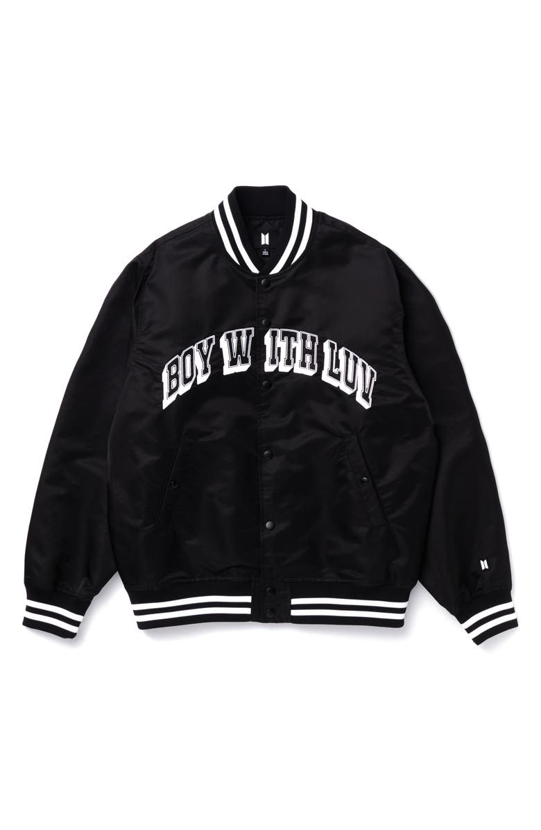 BTS THEMED MERCH Gender Inclusive Boy with Luv Stadium Varsity Jacket ...