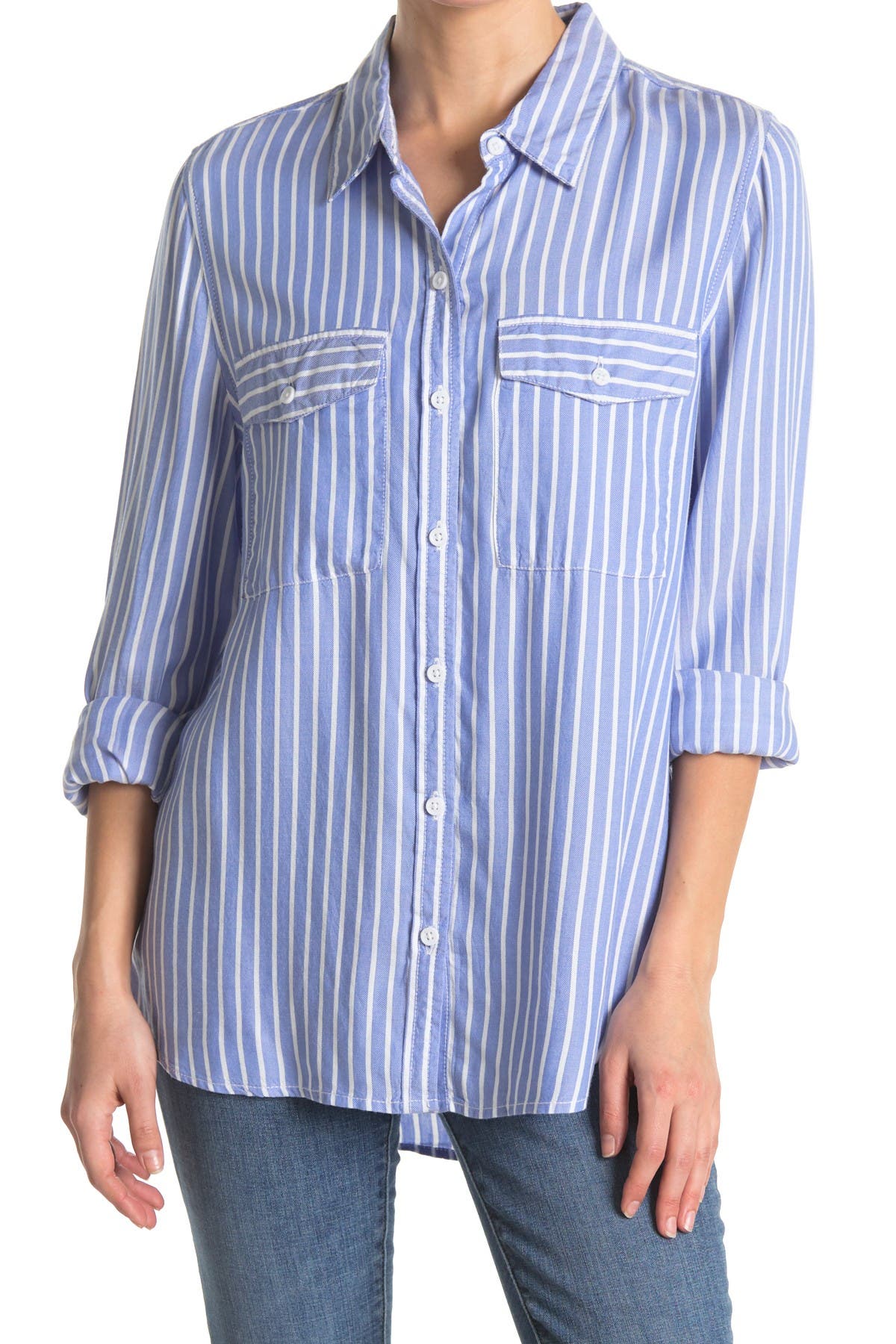 beachlunchlounge Frankie Stripe Button-Up Blouse | Nordstromrack
