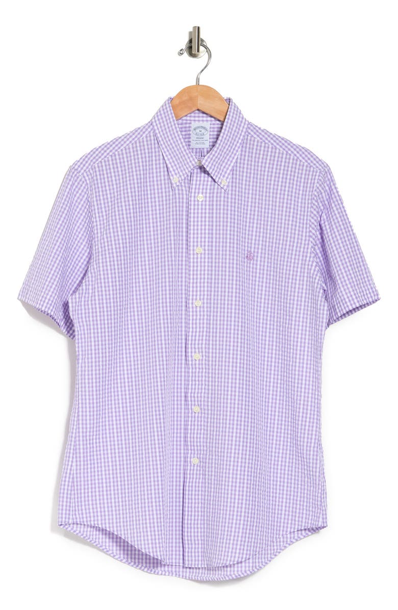 Brooks Brothers Seersucker Gingham Print Long Sleeve Regent Fit Shirt ...