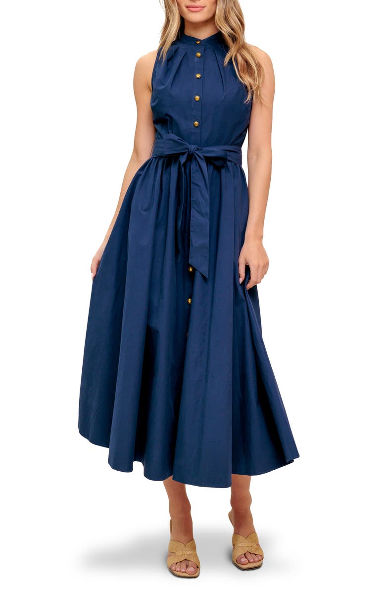FLYING TOMATO Sleeveless Cotton Fit & Flare Shirtdress | Nordstromrack