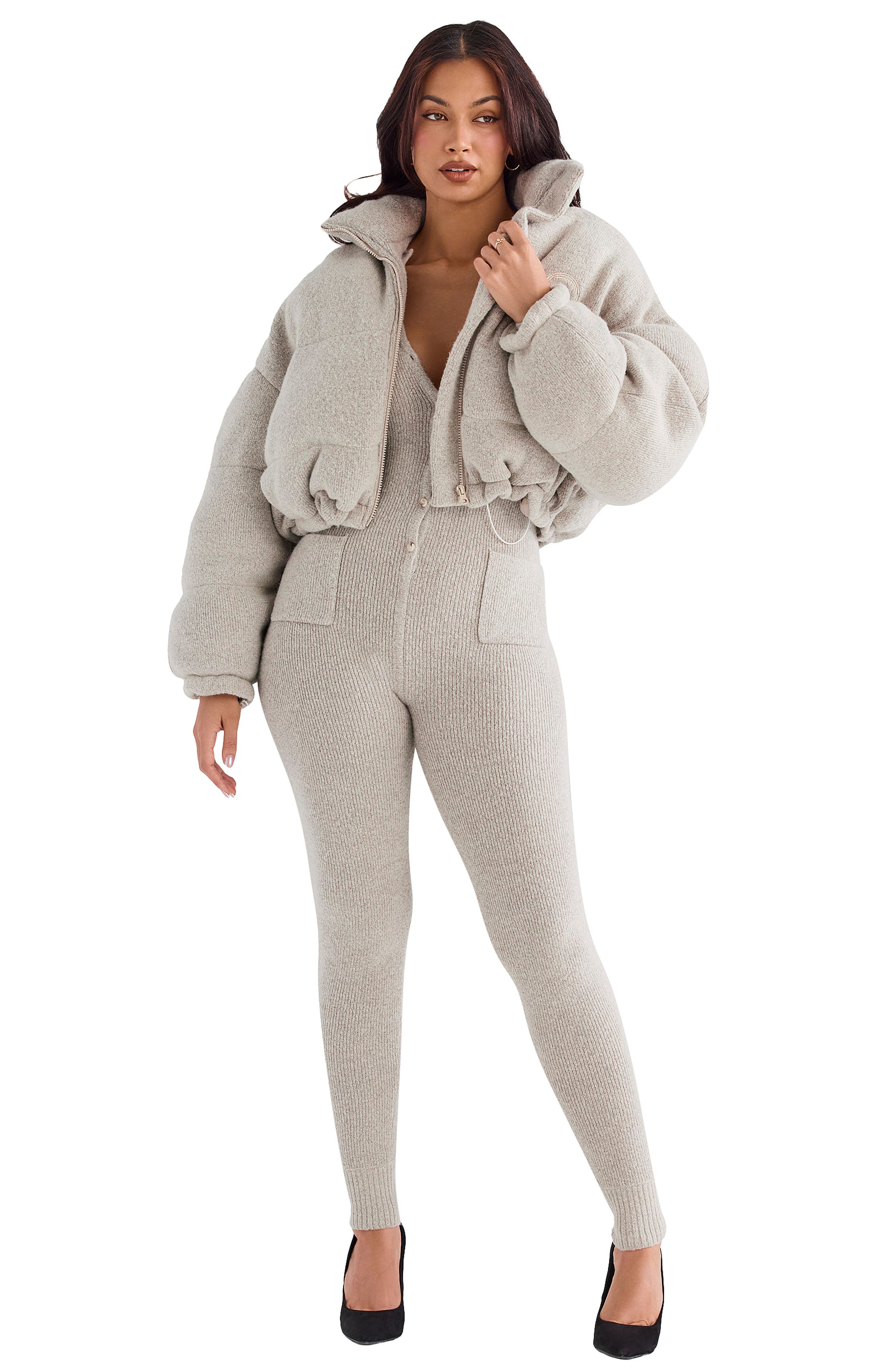 HOUSE OF CB Pascal Knit Crop Puffer Jacket | Nordstrom