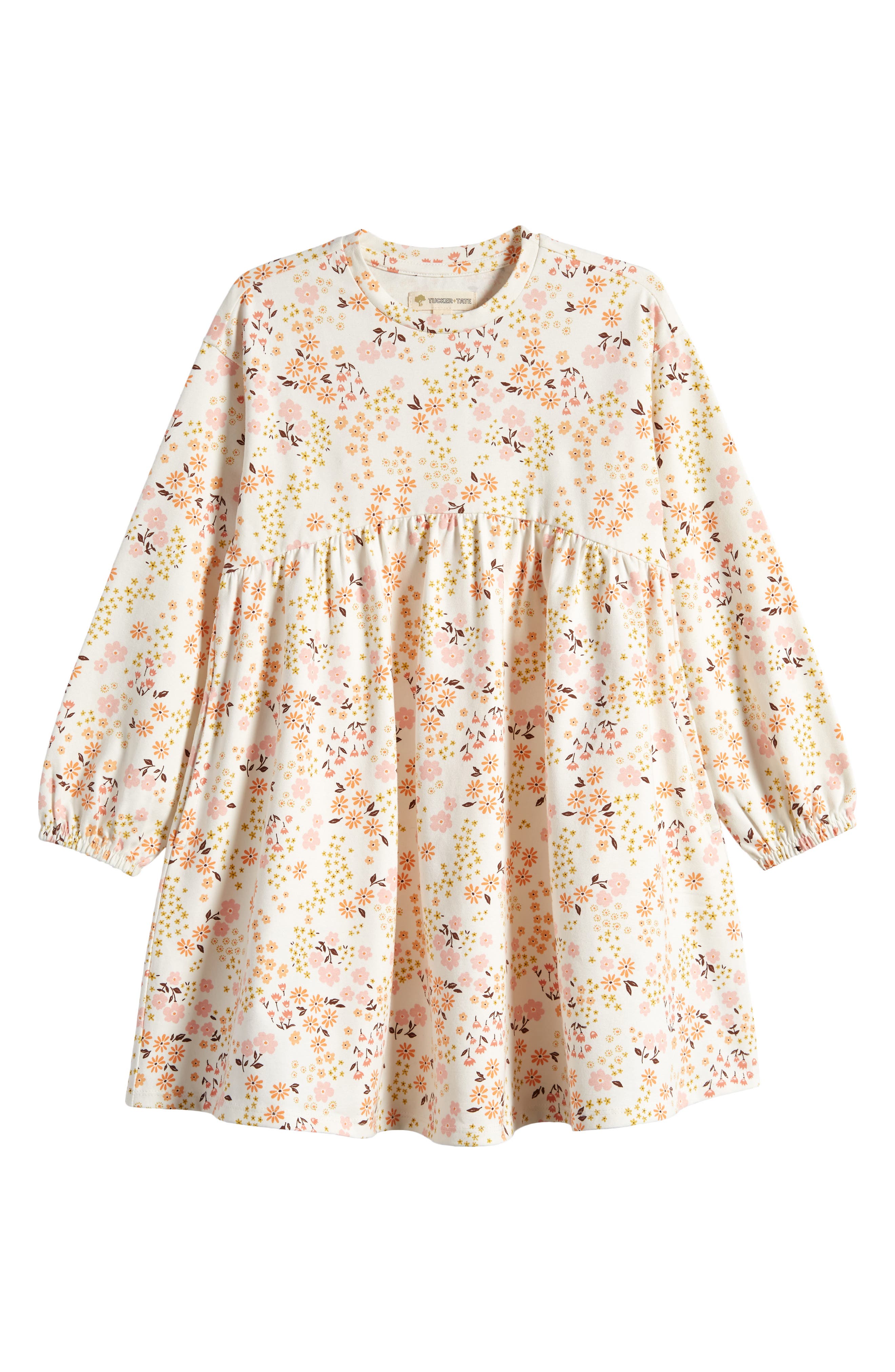Tucker + Tate Kids' Print Long Sleeve Cotton Jersey Dress | Nordstromrack