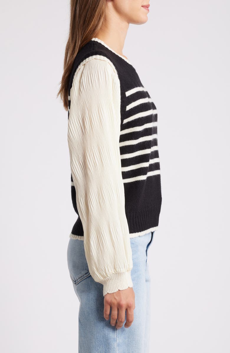 Bobeau Stripe Mixed Media Sweater | Nordstromrack