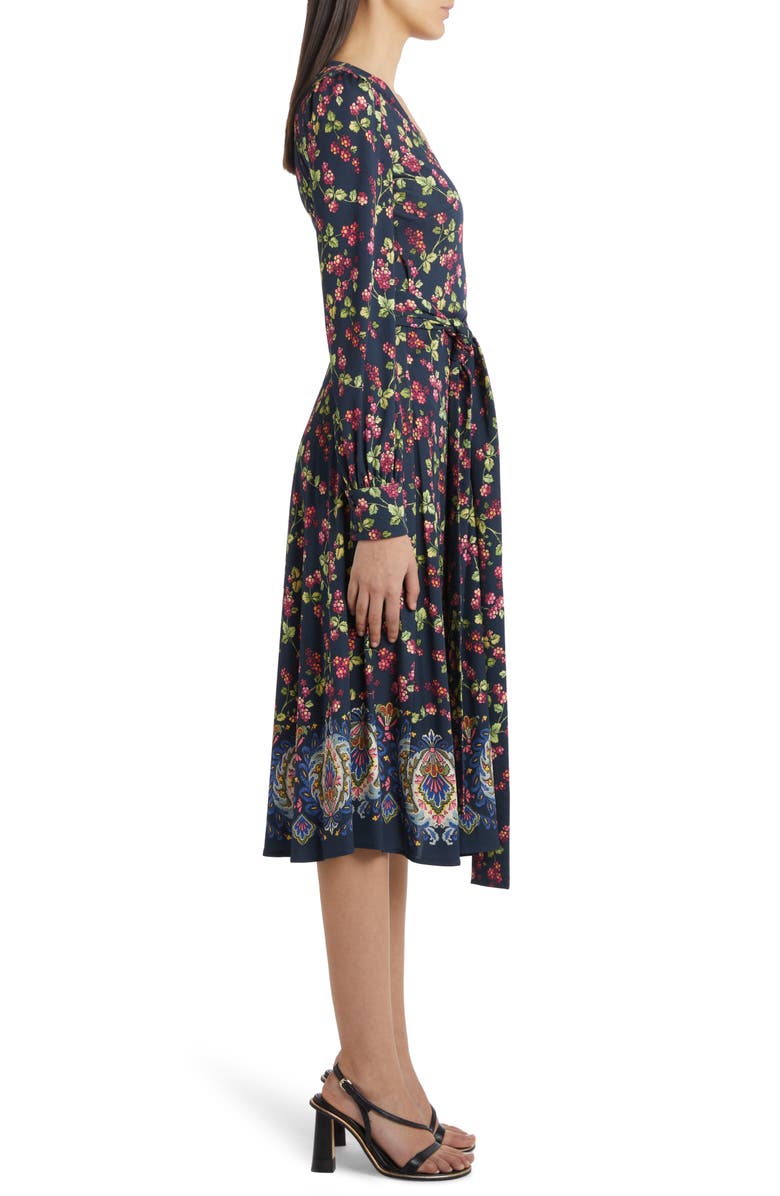 Etro Berry Print V-Neck Long Sleeve Wrap Dress | Nordstromrack