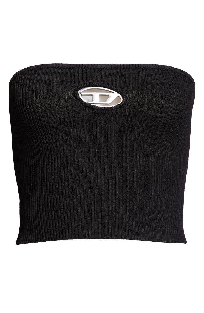DIESEL® Clarksvillex Logo Embellished Cutout Rib Tube Top | Nordstromrack