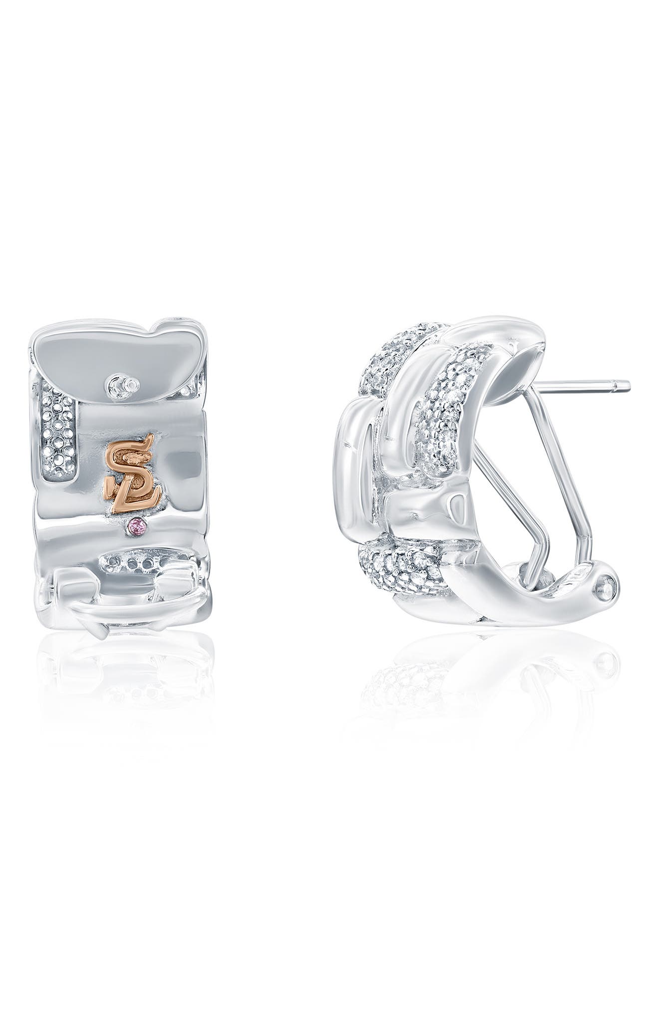 SUZY LEVIAN Cubic Zirconia Checkered Woven Huggie Hoop Earrings ...