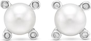 David yurman small pearl earrings with diamonds store