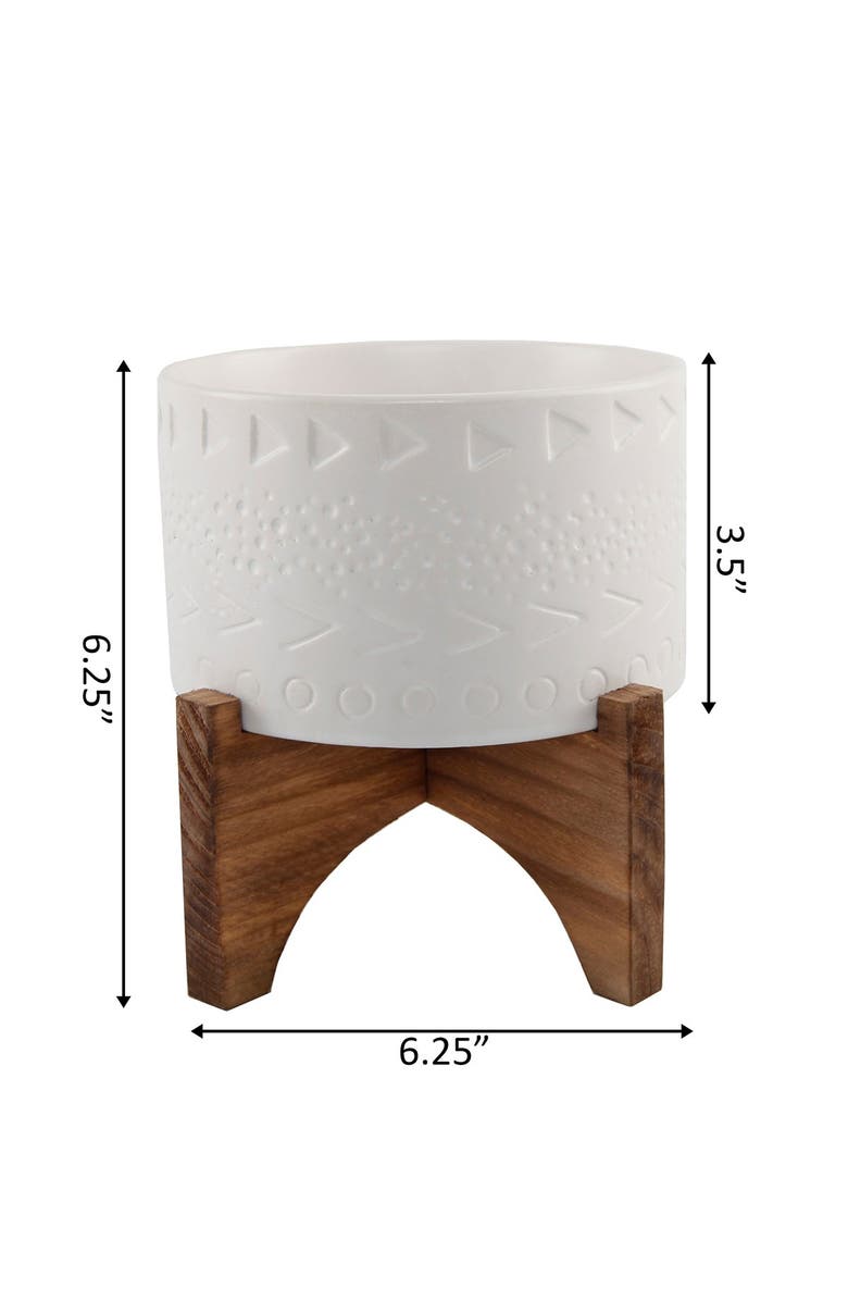 FLORA BUNDA 5" Caveman Ceramic Planter on Wood Stand | Nordstromrack