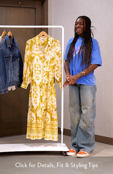 Julia Jordan Mixed Print Long Sleeve Tiered Shirtdress | Nordstrom