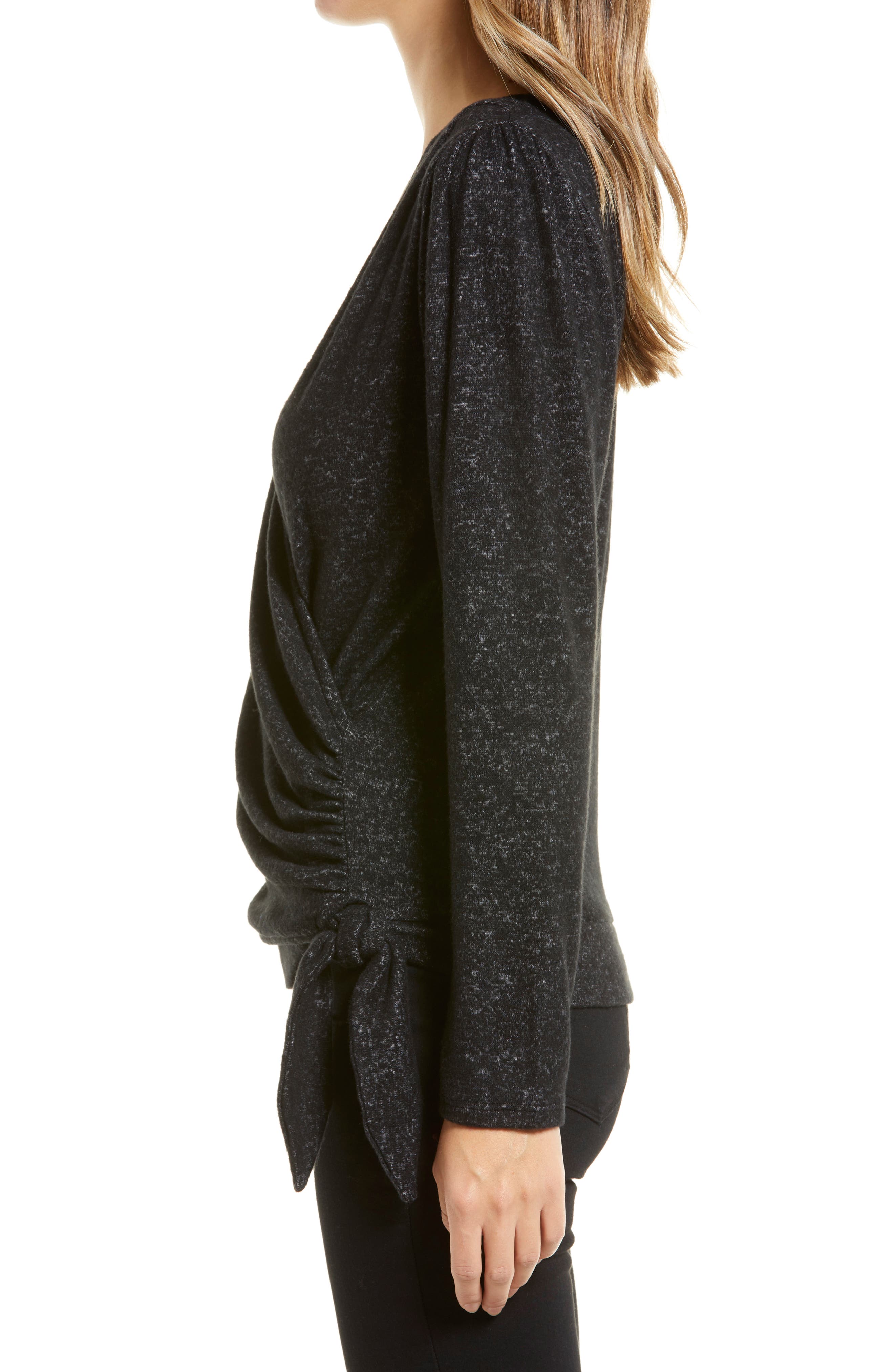 Loveappella Long Sleeve Faux Wrap Top | Nordstrom