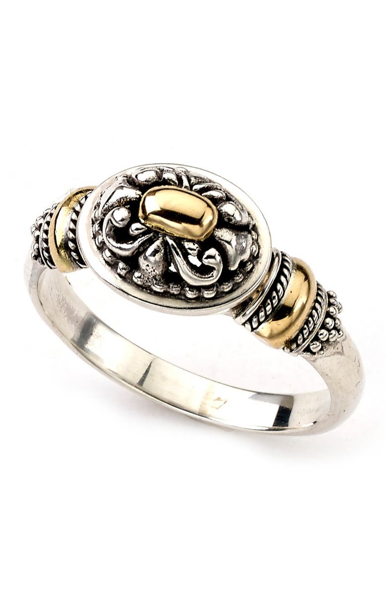 SAMUEL B. Sterling Silver & 18K Yellow Gold Balinese Design Ring ...
