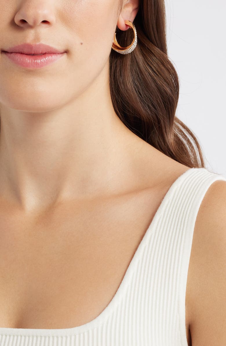 Open Edit Twisted Crystal Pavé Hoop Earrings | Nordstromrack