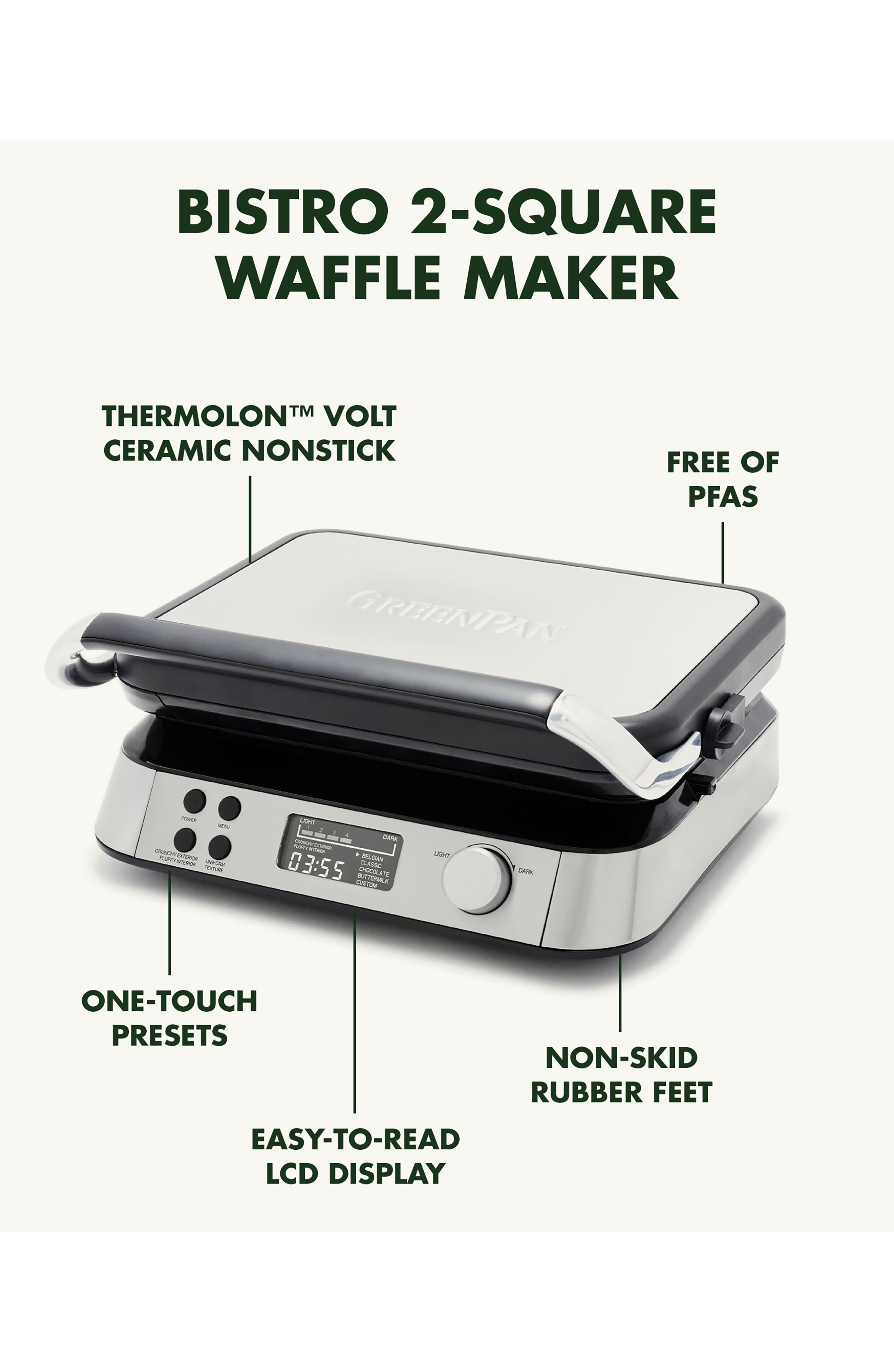 GreenPan Bistro Ceramic Nonstick 2-Square Waffle Maker | Nordstrom