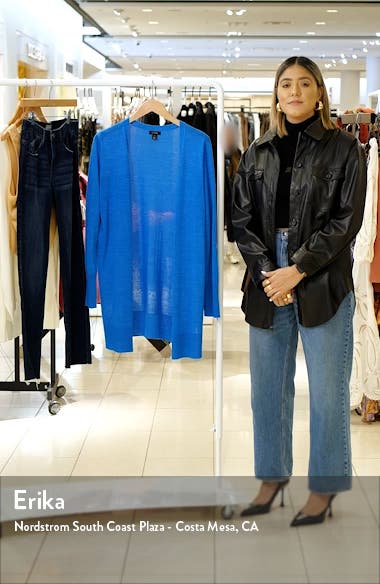 Halogen® Side Slit Linen Blend Cardigan | Nordstrom