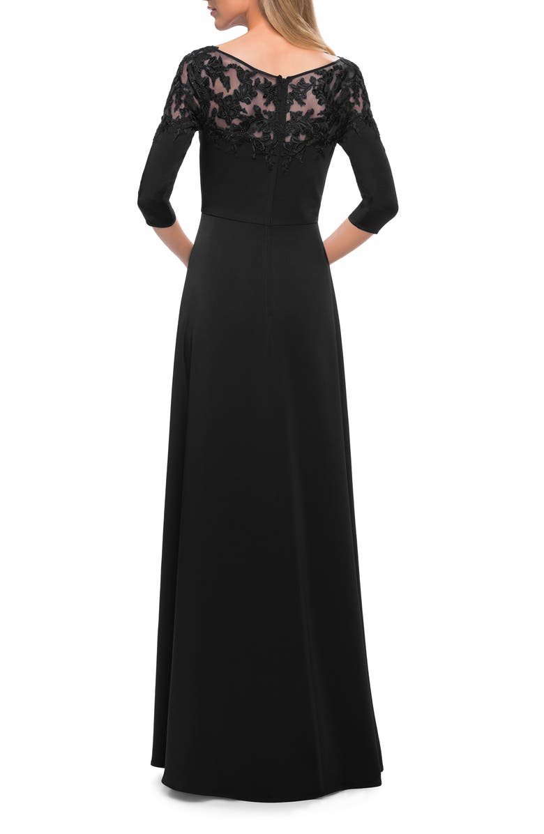 La Femme Embroidered Illusion Neck Gown | Nordstrom