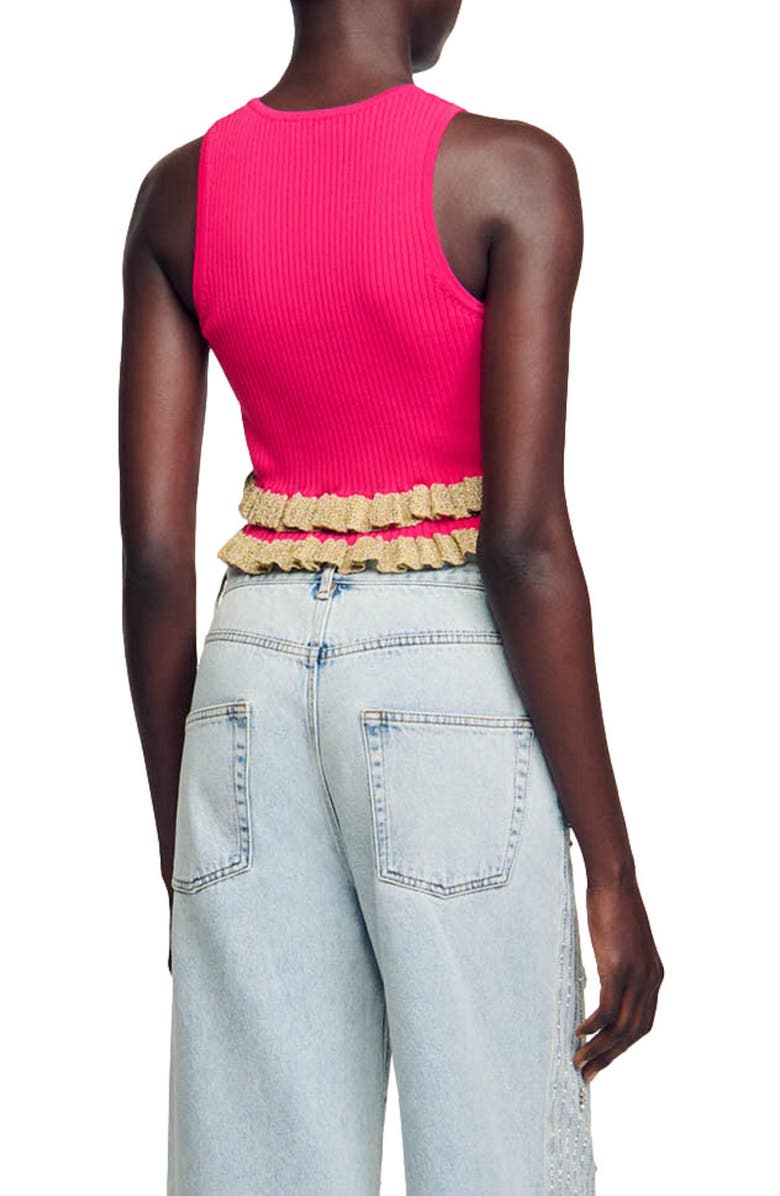 SANDRO Keyal Ruffle Accent Rib Knit Tank | Nordstromrack