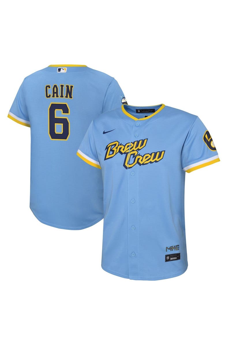 Nike Youth Nike Lorenzo Cain Powder Blue Milwaukee Brewers City Connect ...