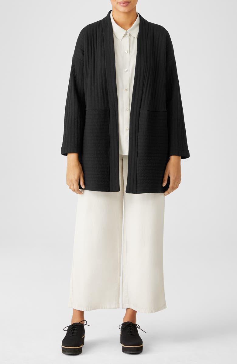 Eileen Fisher Organic Cotton Channeled Open Front Jacket | Nordstromrack