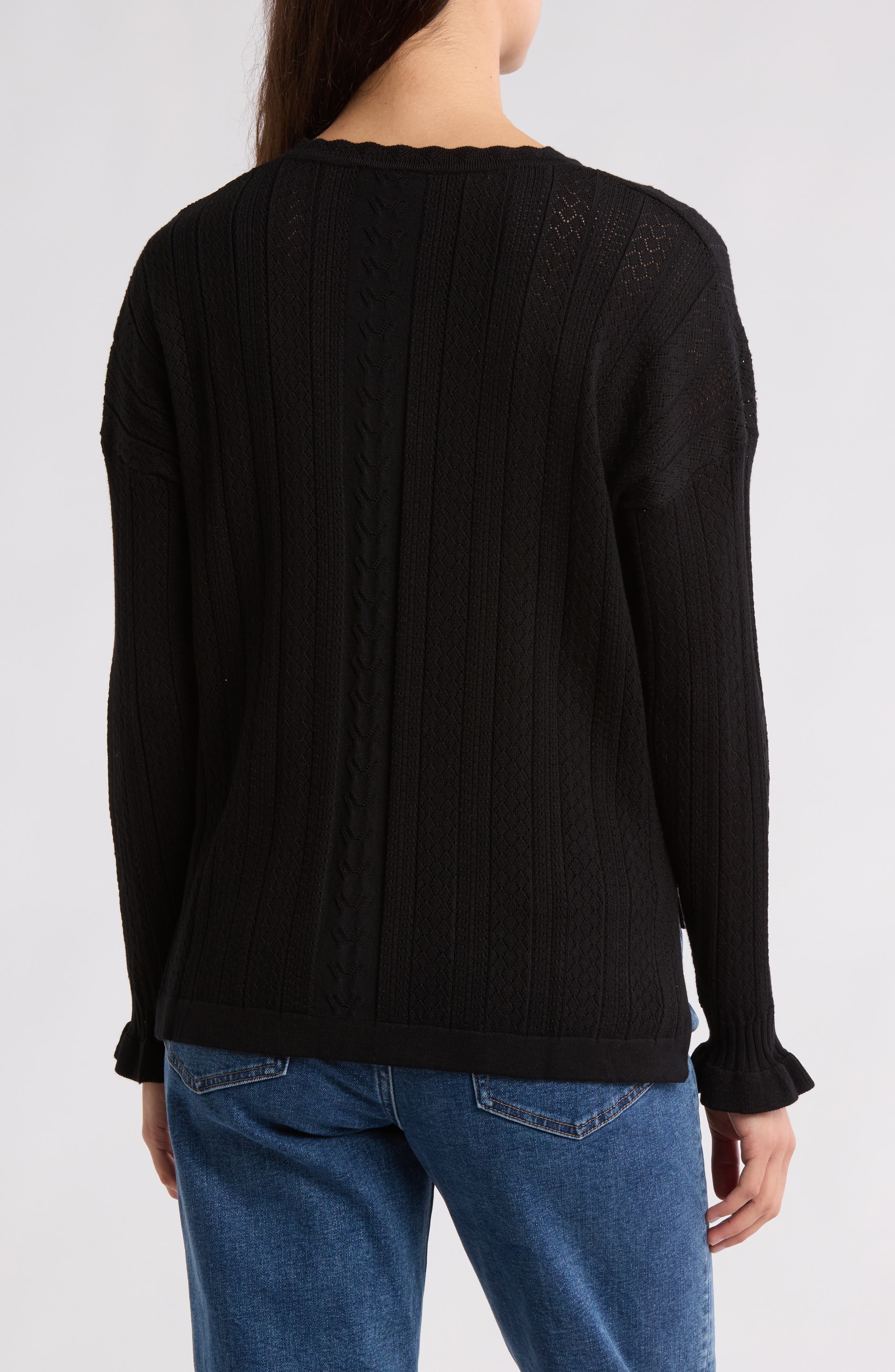 Adrianna Papell Pointelle Scallop Trim Sweater | Nordstromrack