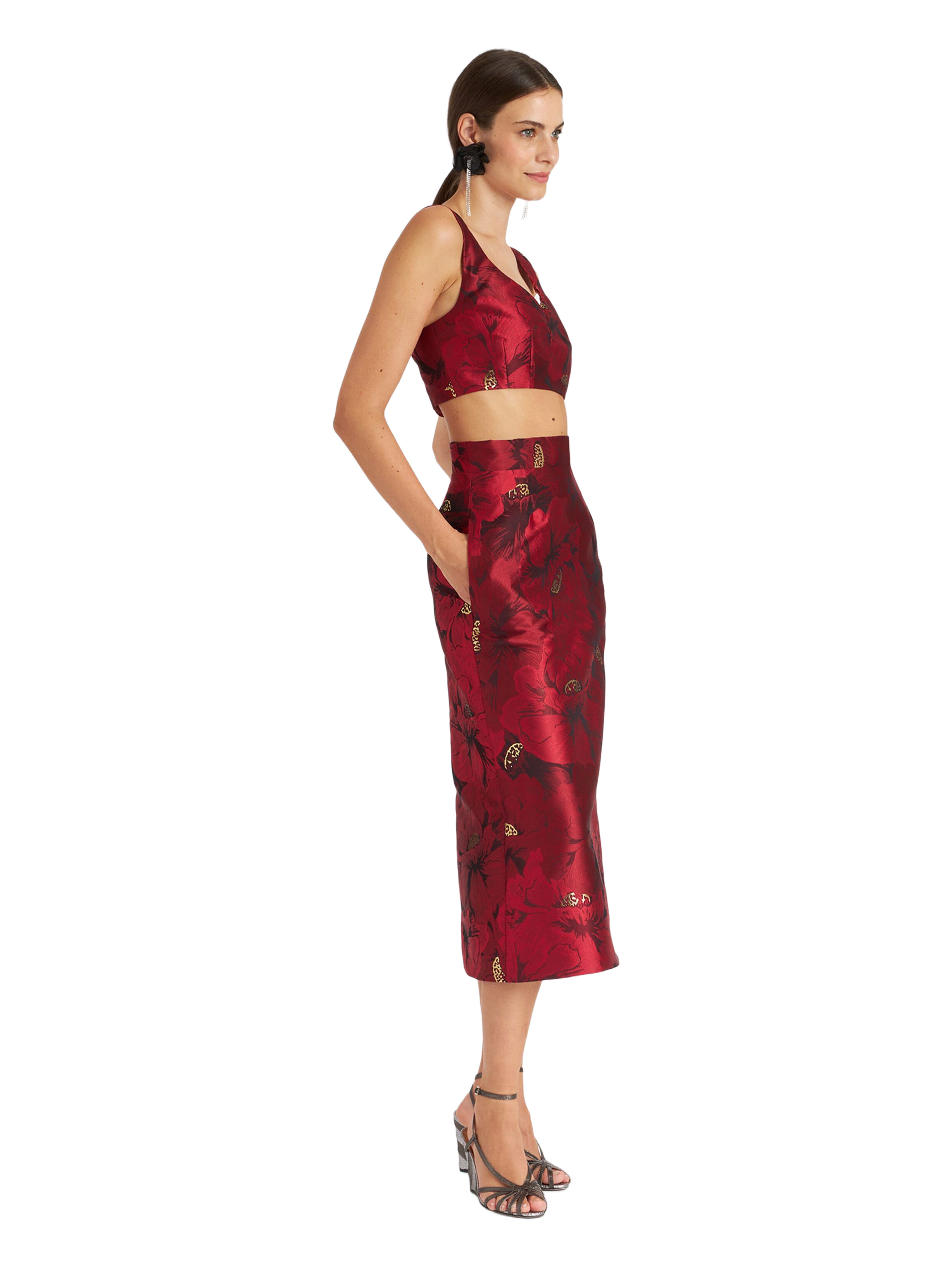 La DoubleJ Baia Crop Top Jacquard Ruby Red | Nordstrom