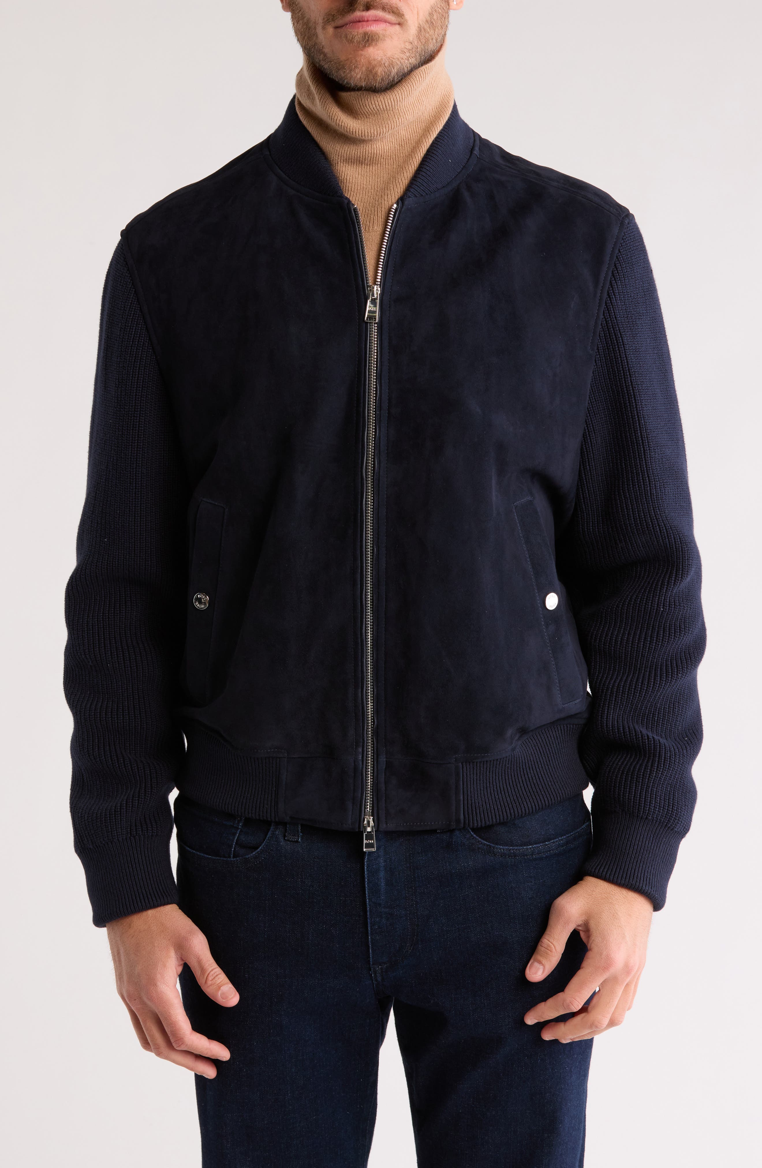 BOSS Mersey Leather Bomber Jacket | Nordstromrack