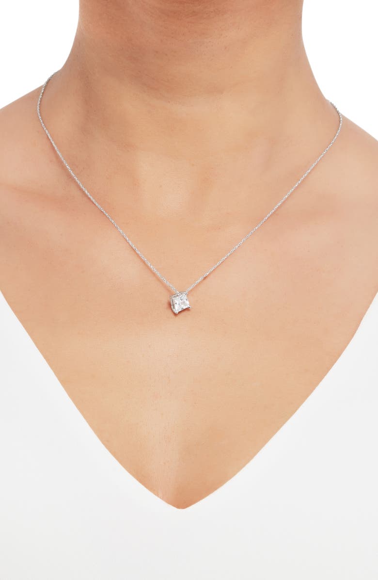 Frankie & Zoe 14K White Gold Princess Cut Lab Grown Diamond Pendant ...