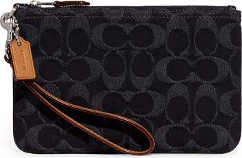 COACH Small Signature Washed Denim Wristlet | Nordstrom
