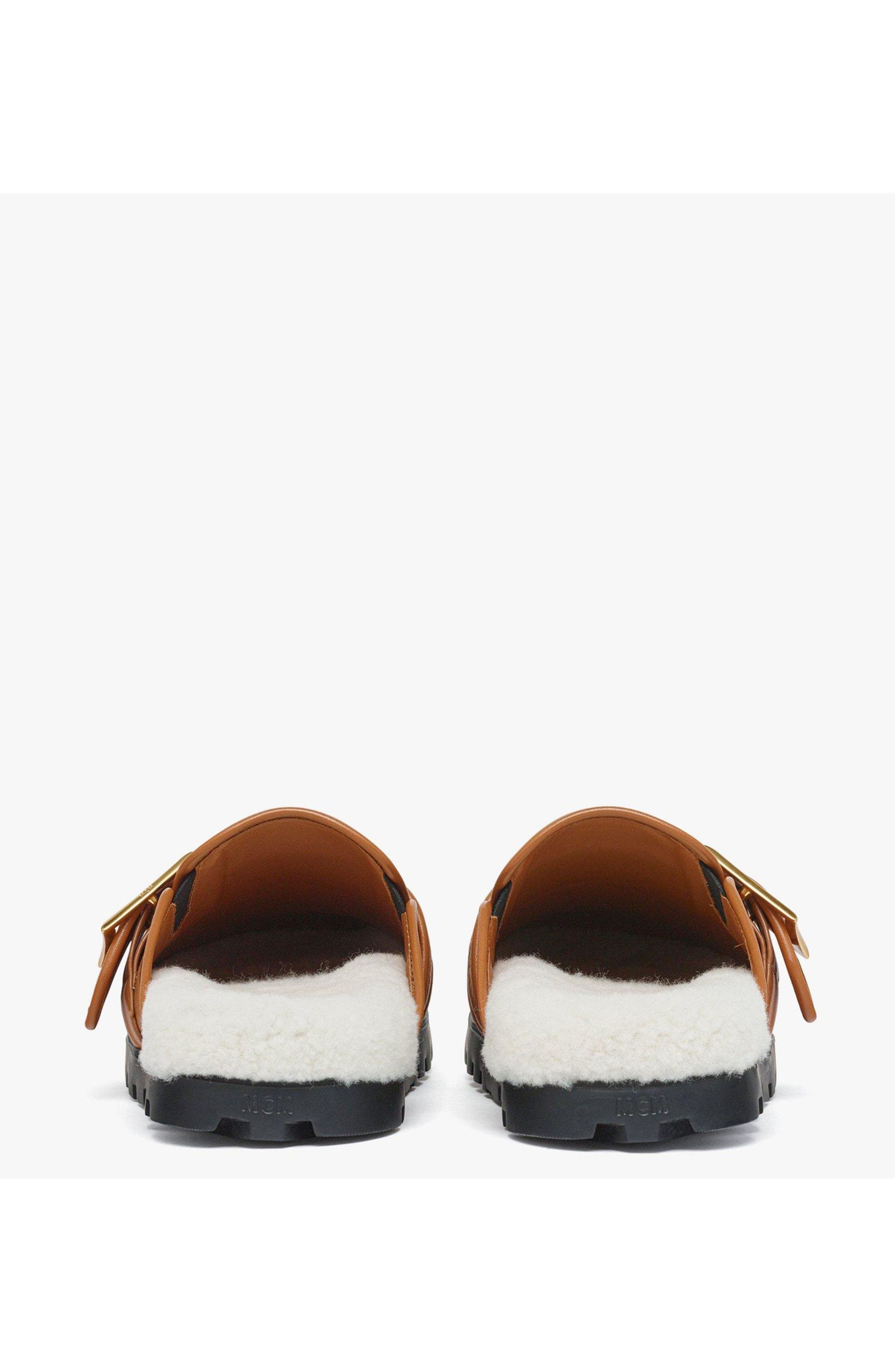 MCM Flat Mule in Visetos and Shearling | Nordstrom