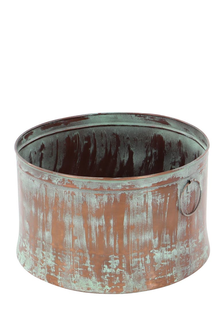 WILLOW ROW Copper Rustic Iron Drum Planter - Set of 3 | Nordstromrack