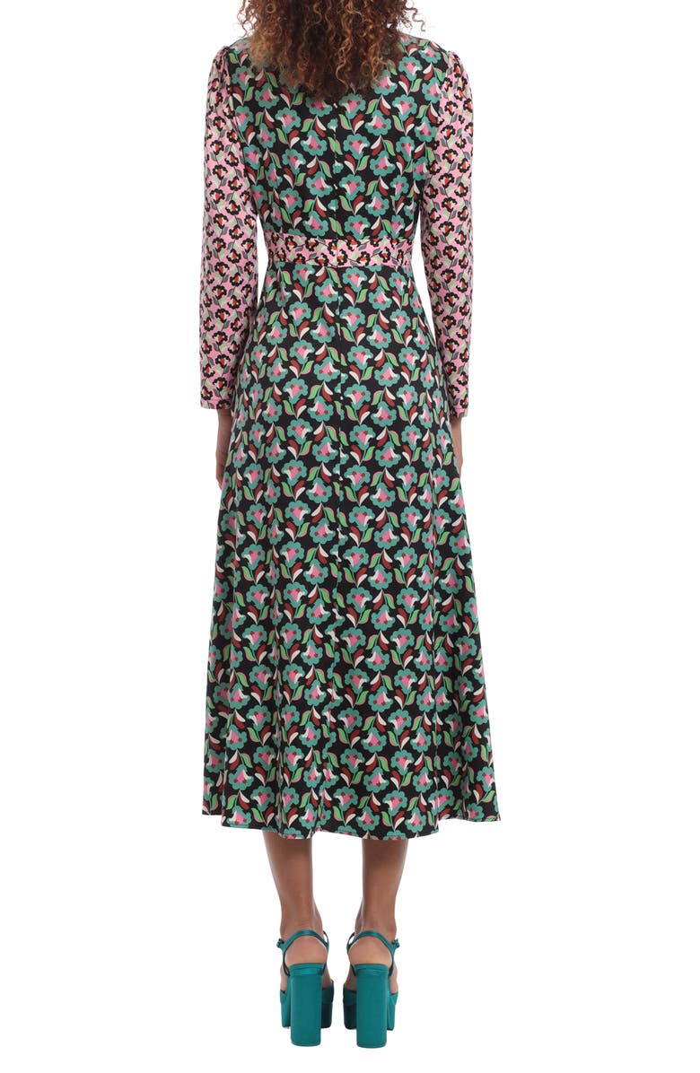Donna Morgan Long Sleeve Duo Print Maxi Dress | Nordstromrack