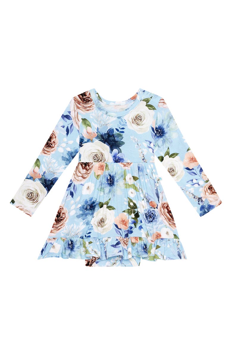 Posh Peanut Frostine Floral Long Sleeve Tiered Skirted Bodysuit ...