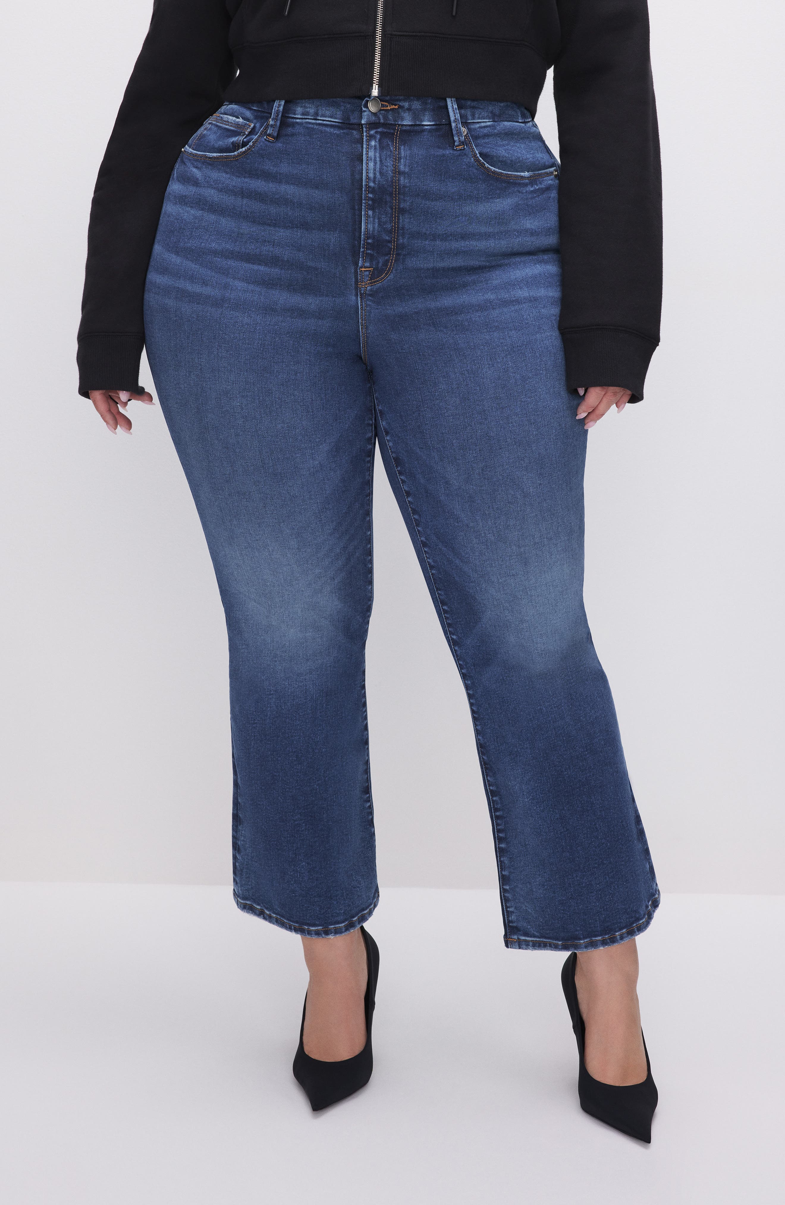 Good American Always Fits Good Legs High Waist Crop Bootcut Jeans ...