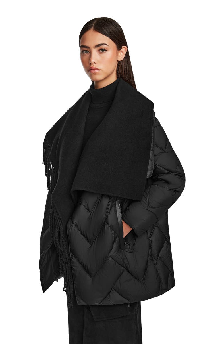 Rudsak ANNE MARIE WOMEN'S WOOL & DOWN WRAP FRINGE COAT | Nordstrom